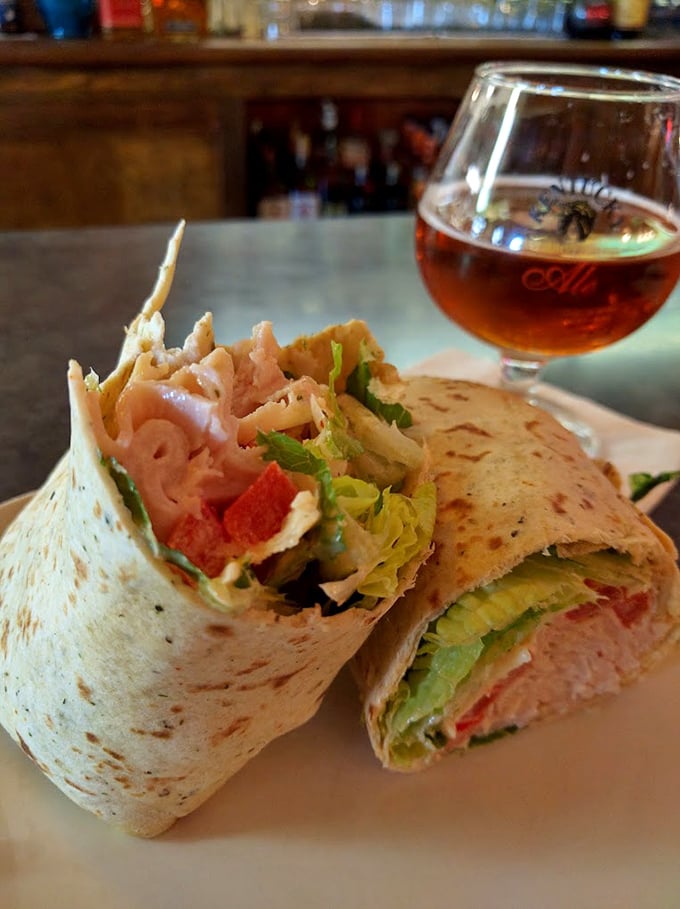 This wrap isn't just holding ingredients; it's keeping secrets. Peek inside to find the perfect balance of turkey, crisp vegetables, and that homemade touch.