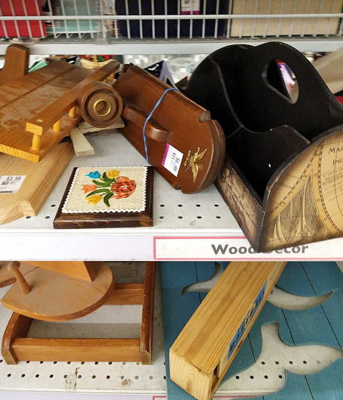 Wooden treasures with stories to tell – from handcrafted trivets to decorative eagles that once watched over someone else's living room.