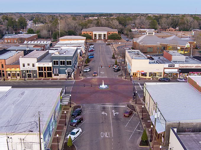 An aerial view of Enterprise's downtown reveals a community where affordability isn't just a slogan—it's a way of life.