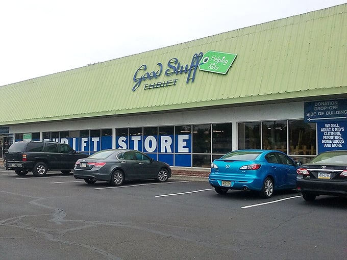 Good Stuff Thrift's bright green exterior promises exactly what the name suggests - really good stuff inside.