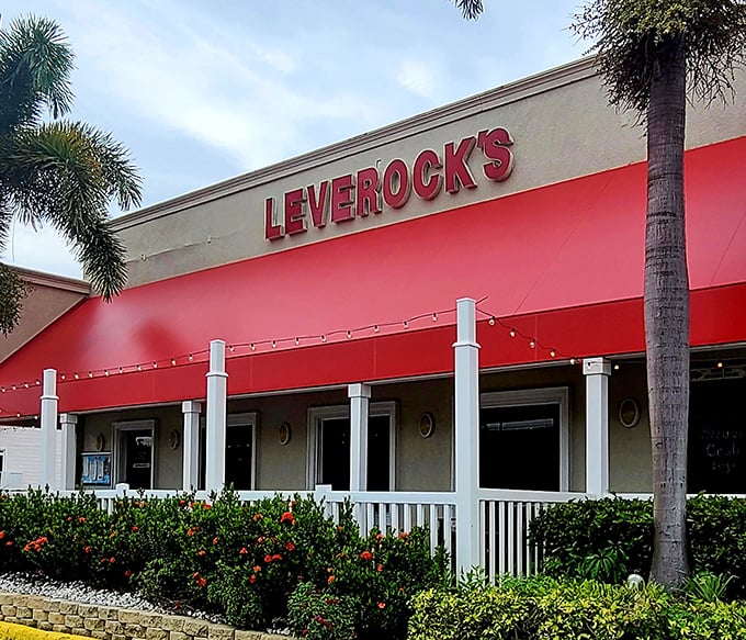 Leverock's red awning and white fence create the perfect Florida postcard setting. The chowder inside creates perfect memories.