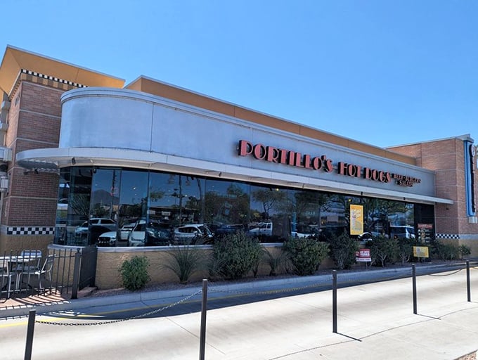 Portillo's Scottsdale location brings architectural flair to the hot dog game. Chicago flavor meets desert style in perfect harmony.