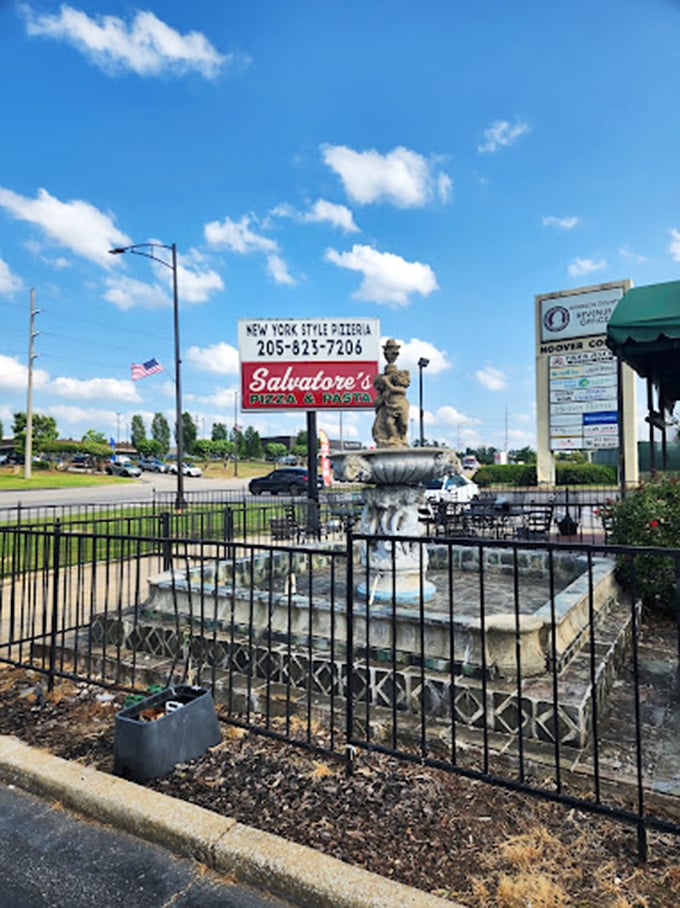 That fountain adds unexpected elegance to what's already a strip mall pizza palace.