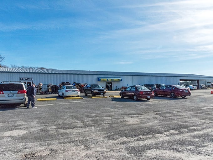 Shore Flea Market's outdoor setup creates a casual, breezy shopping experience perfect for Eastern Shore treasure hunting.