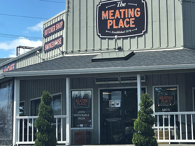 The Meating Place wears its carnivorous intentions right on its sign – truth in advertising at its finest!