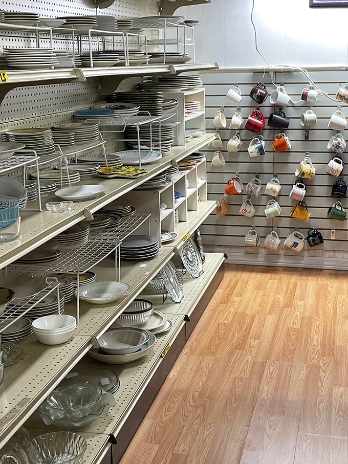 Thrift Harbor's brick storefront holds decades of character—classic small-town charm meets serious bargain-hunting territory in downtown Claremore.