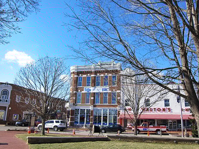 This street scene captures the magic that happens when small towns embrace big dreams without losing their souls.