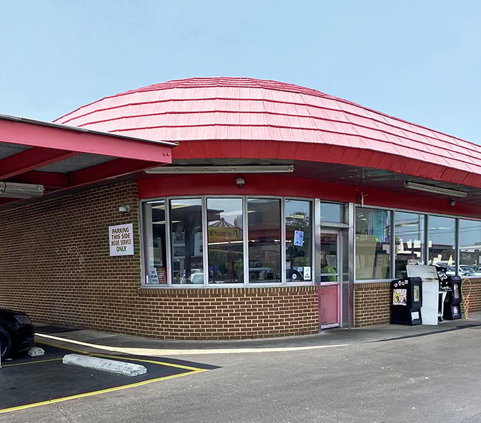 That retro architecture serves nostalgia with a side of barbecue sauce and waffle cones.