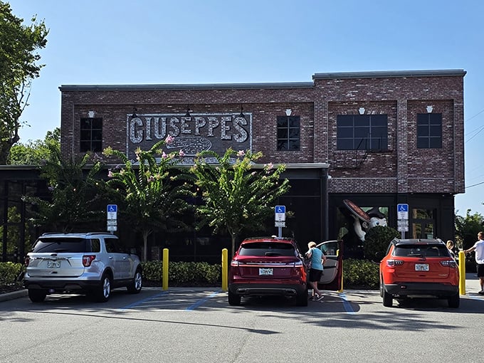 That mascot out front means serious pizza business – no fooling around here.