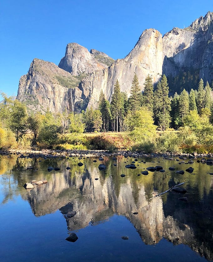 Yosemite's grandeur reflected in waters clear as your retirement plan! Nature performs daily miracles for free.