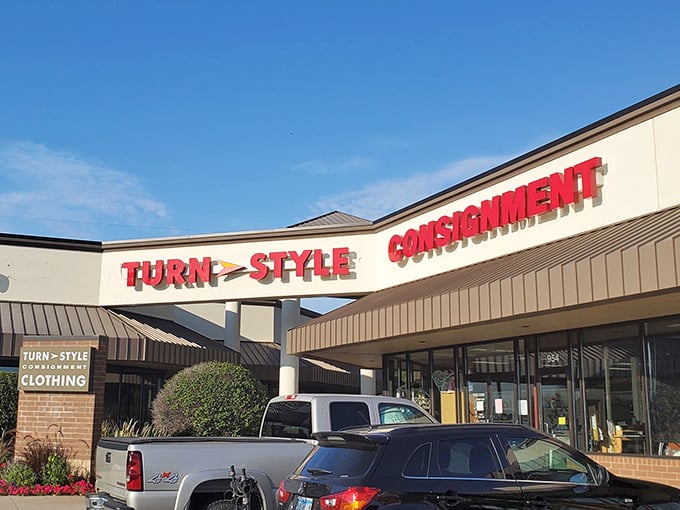 The inviting entrance and manicured landscaping whisper that secondhand doesn't mean second-rate when style matters most to shoppers.
